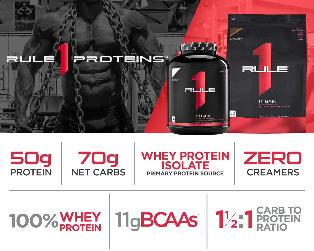 Sữa tăng cân tăng cơ nạc Rule One Protein R1 Gain 32 lần dùng 2 mùi